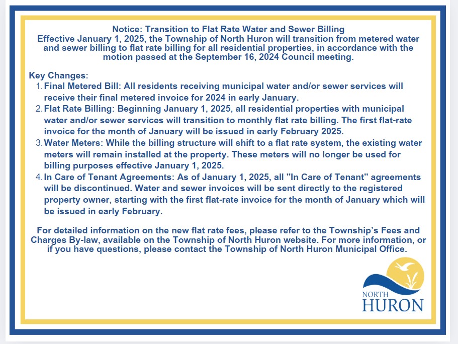 Notice Flat Rate - Township of North Huron