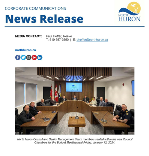 North Huron Unveils New Council Chambers - Township of North Huron